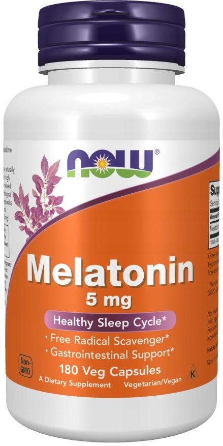 NOW FOODS MELATONINA 5mg 180vc MELATONINA NA SEN MELATONIN - ERLI.pl