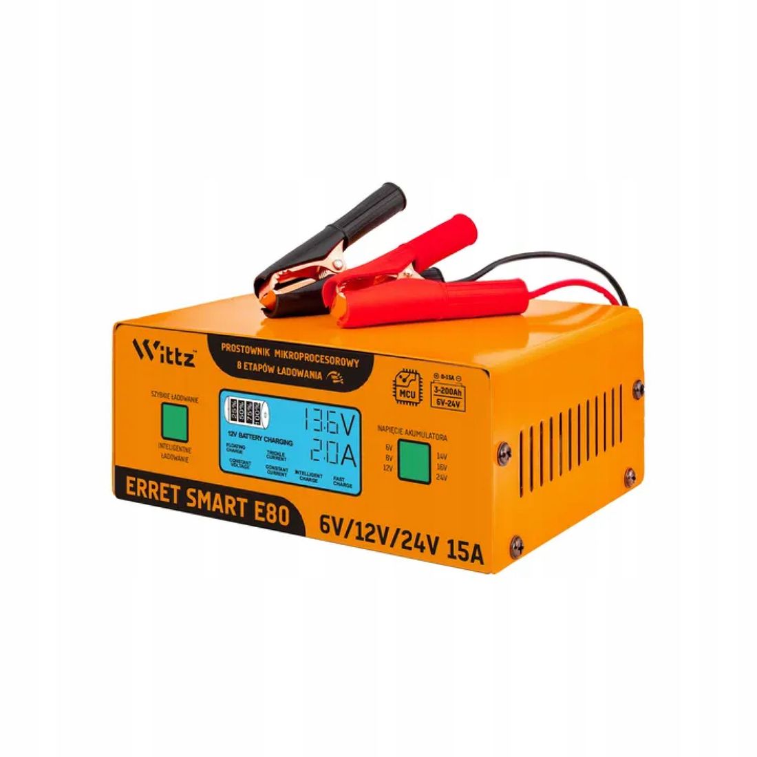 PROSTOWNIK SAMOCHODOWY ERRET SMART ŁADOWARKA AGM GEL 6V 12V 24V 15A ...