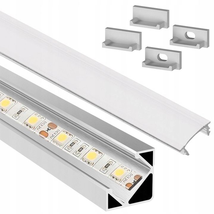 Profil LED aluminiowy do taśm narożny kątowy 2m + klosz mleczny - ERLI.pl Profil LED aluminiowy do taśm narożny kątowy 2m + klosz mleczny - ERLI.pl