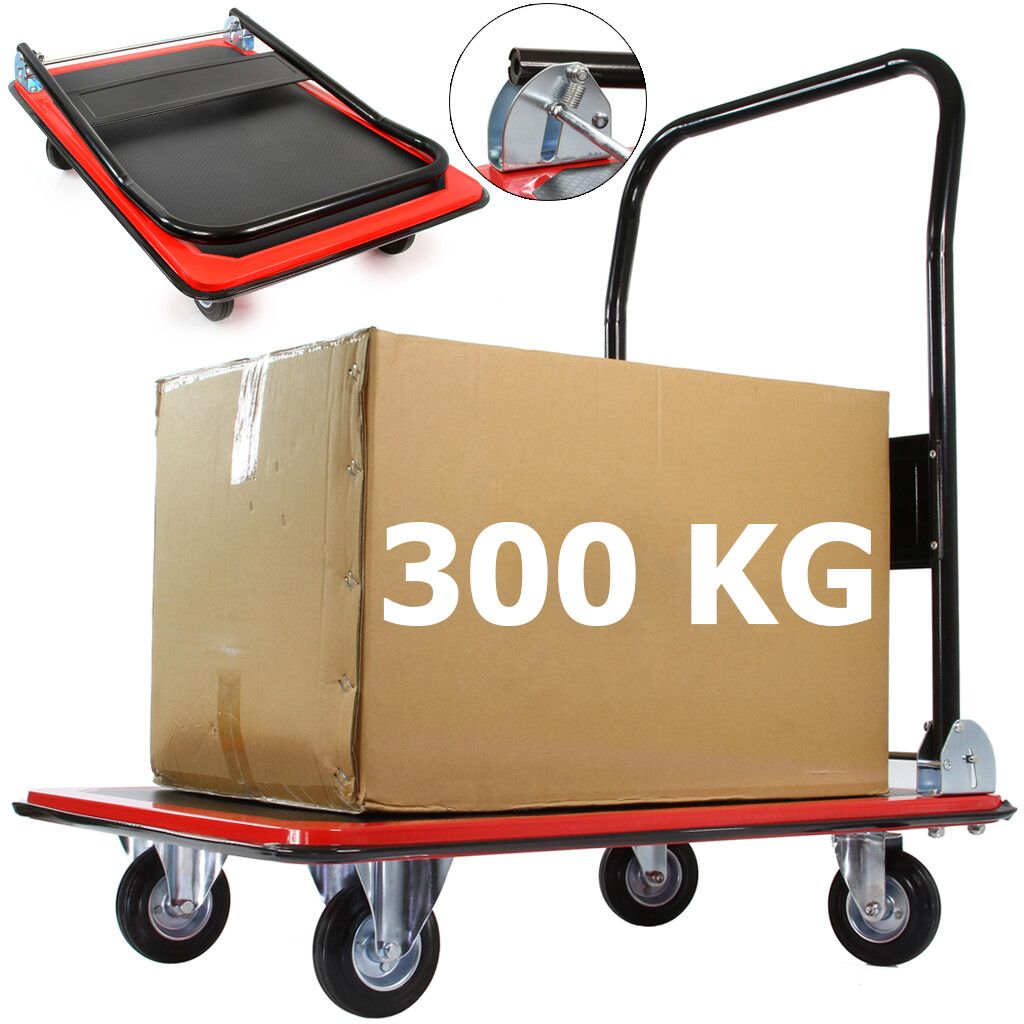 WÓZEK PLATFORMA TRANSPORTOWA 300KG SKŁADANA MAGAZYNOWA MOCNA - ERLI.pl