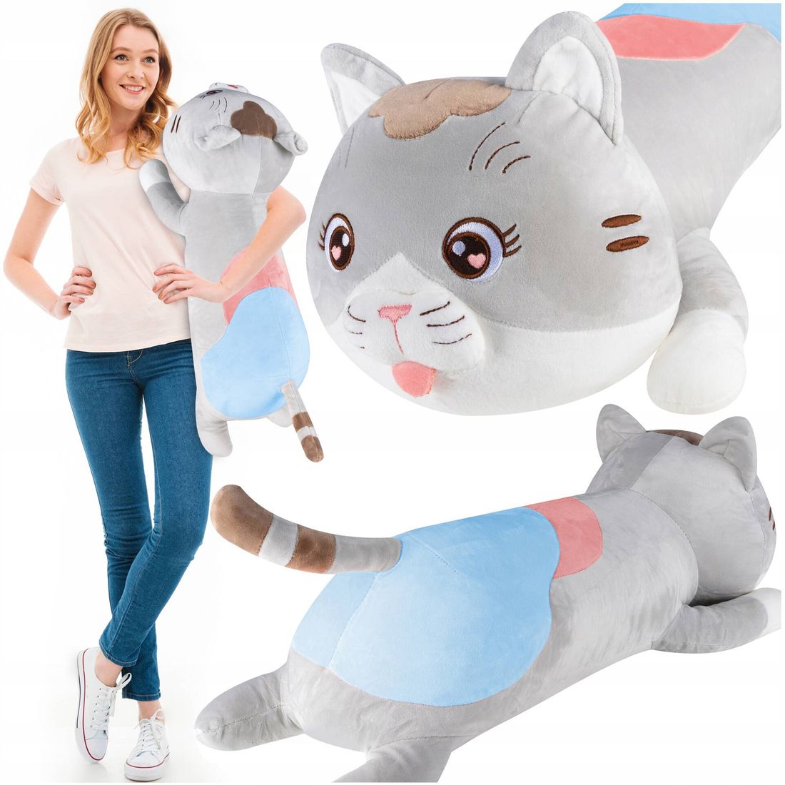 PLUSZOWY KOT KOTEK PODUSIA PLUSZAK PRZYTULANKA MASKOTKA DLA DZIECI 70cm ...