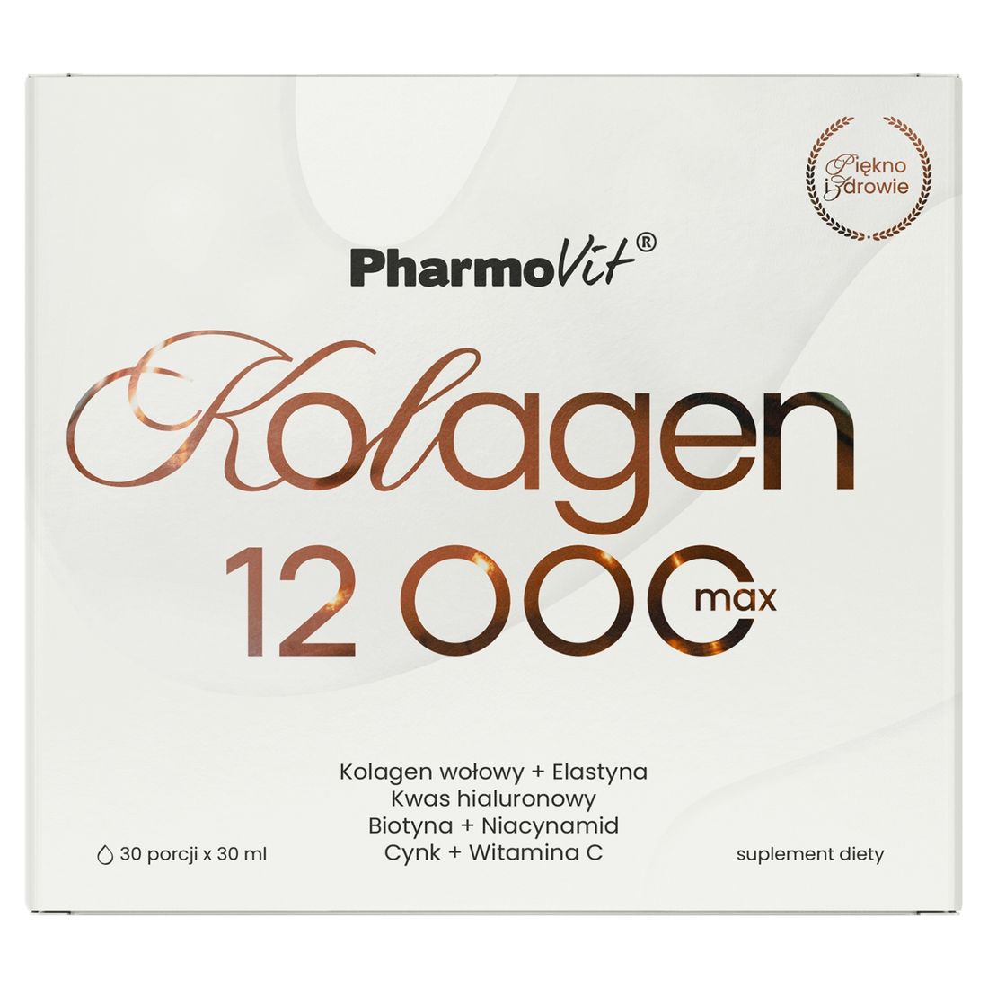 Pharmovit Kolagen MAX SHOT 12000 Kwas Hialuronowy Biotyna 30 x 30ml ...