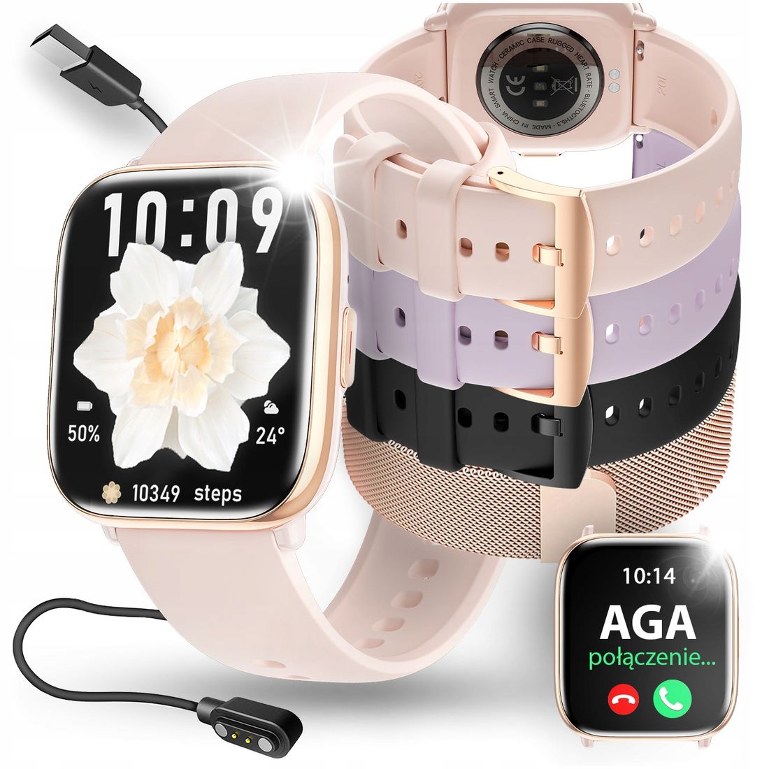 SMARTWATCH DAMSKI POLSKIE MENU ROZMOWY PULS CIŚNIENIE SPORT AMOLED 4 PASKI – 216939997 - ERLI.pl