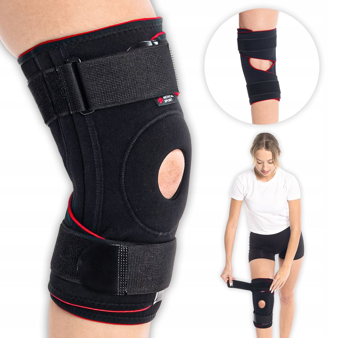 Orteza Kolana Stabilizator na Kolano z Usztywnieniem Sprężynami S ...