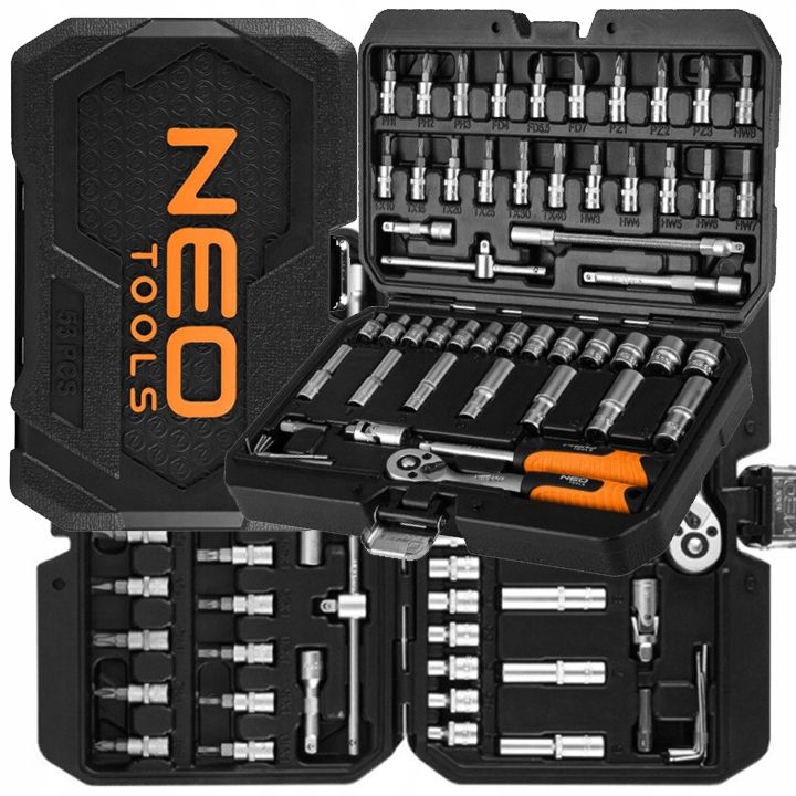 NEO ZESTAW KOMPLET KLUCZY NASADOWYCH 55 ELEMENTÓW 10-201 1/4" BITY TORX WAL – 215715955 - ERLI.pl