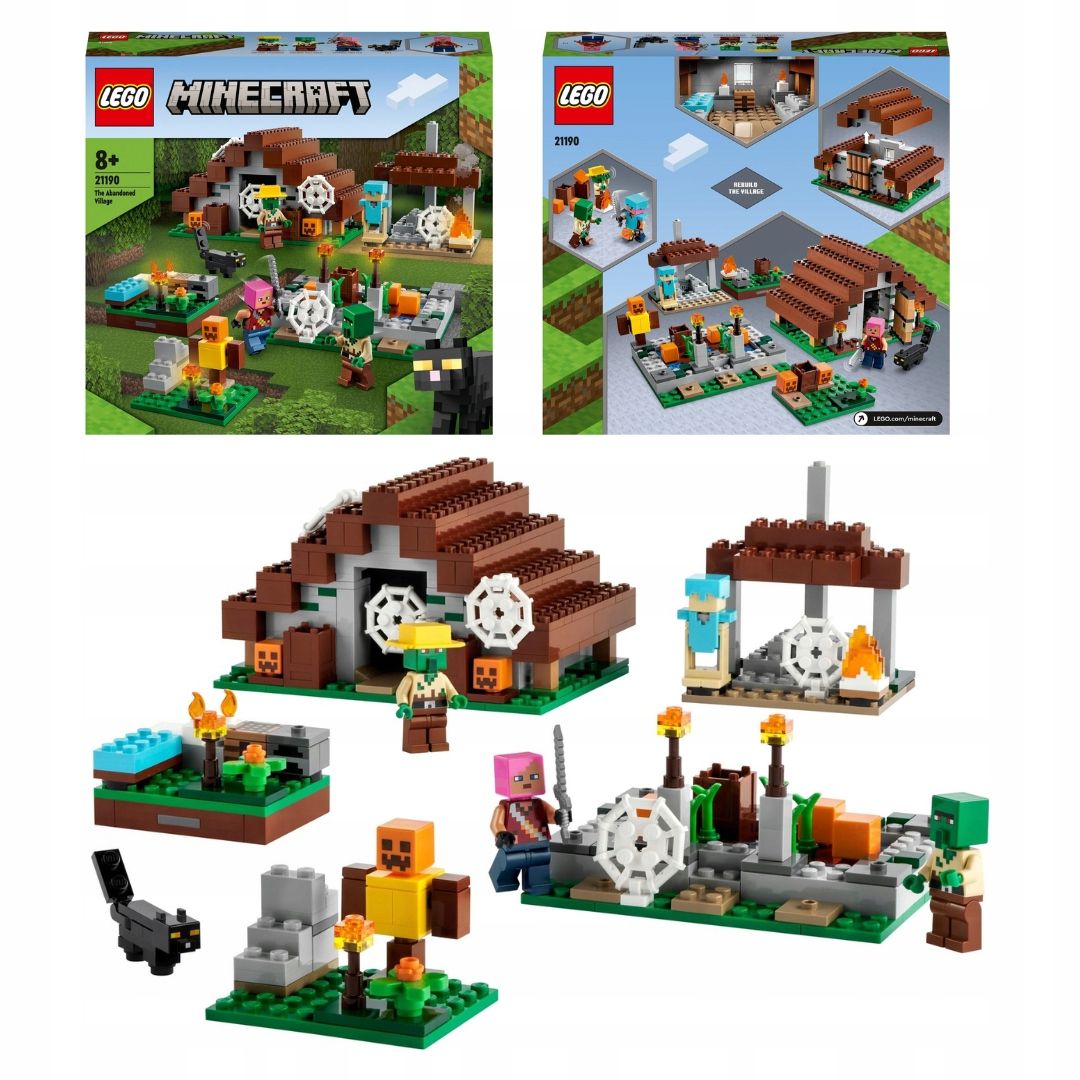 LEGO Minecraft 21190 Opuszczona wioska Dom Zombie pajęczyny Domek Farma ...