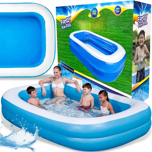 BASEN OGRODOWY DMUCHANY DUŻY RODZINNY PROSTOKĄTNY DO OGRODU 262 X 175CM ...