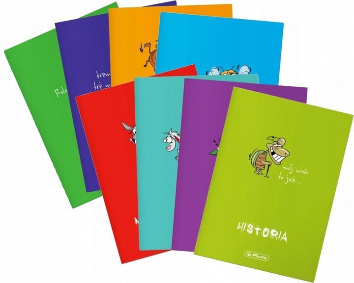8x Zeszyty tematyczne ze ściągą A5 60 kartek przedmiotowe HERLITZ do ...