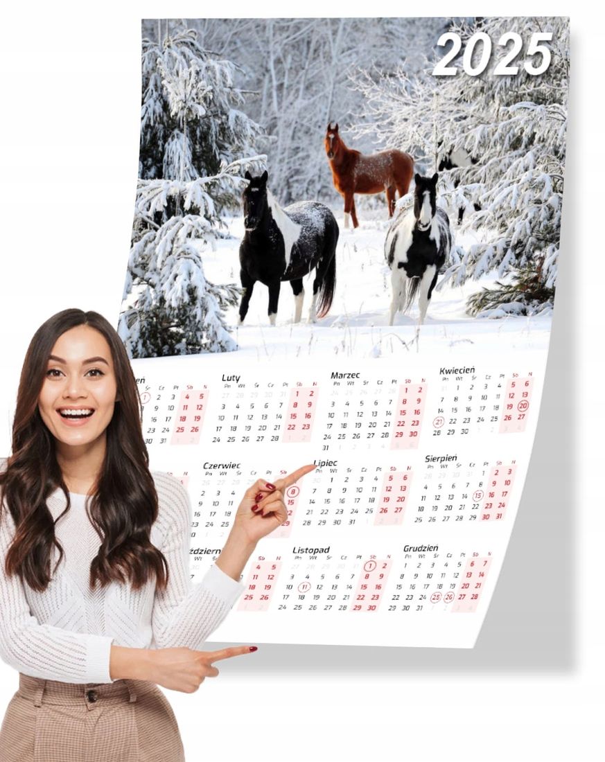 SUPER KALENDARZ PLAKATOWY A1 KOŃ 14 2025 ELEGANCKI NA PREZENT - ERLI.pl
