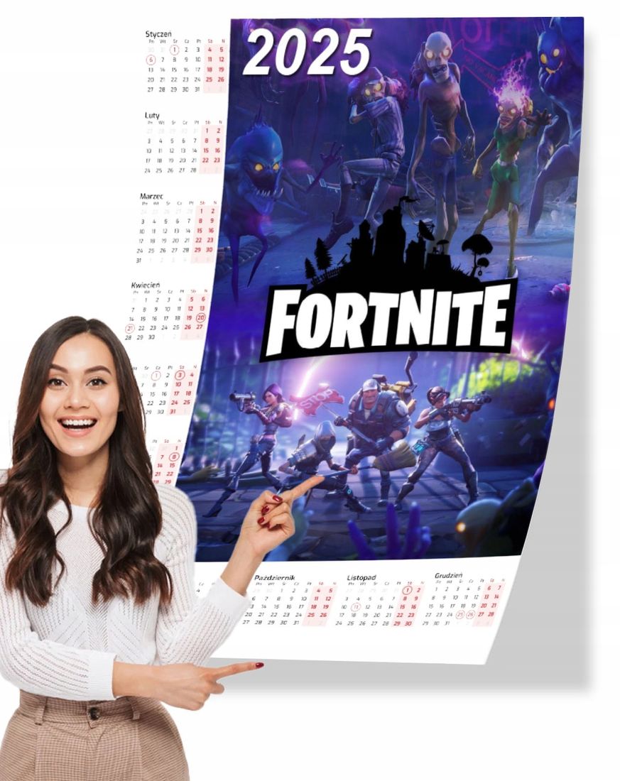 KALENDARZ PLAKATOWY A2 FORTNITE 02 2025 ELEGANCKI NA PREZENT - ERLI.pl