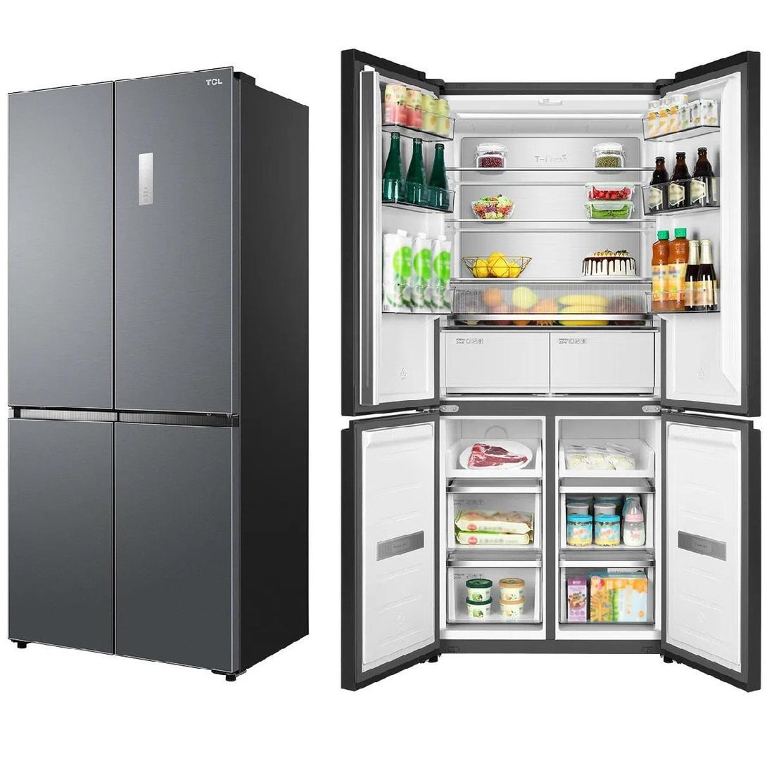 LODÓWKA SIDE BY SIDE TCL RC456CXE0 Srebrna NoFrost – 216049895 - ERLI.pl