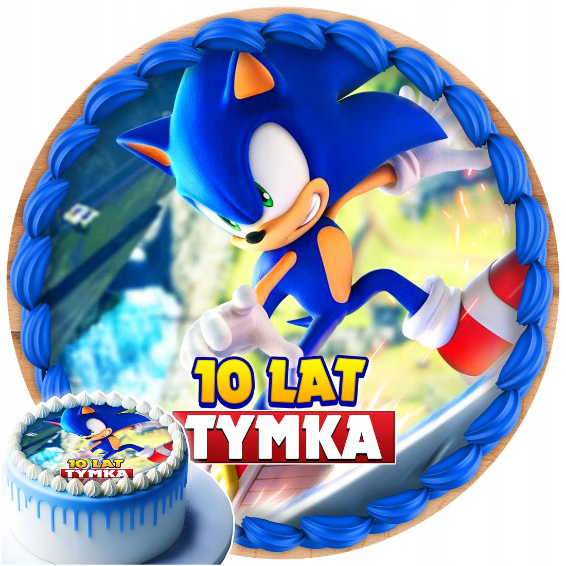 OPŁATEK NA TORT SONIC SHADOW SONIK X JADALNY OBRAZEK TORTOWY NAPIS IMIE ...