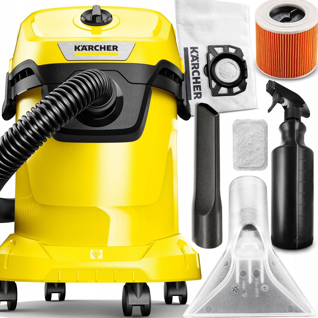 ODKURZACZ PRZEMYSŁOWY KARCHER WD 3 ZESTAW PIORĄCY +NADMUCH SUCHO MORKO – 216244771 - ERLI.pl