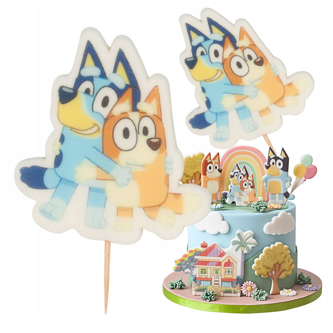 Dekoracji na tort TOPPER BLUEY i BINGO figurki cukrowe na tort opłatek ...