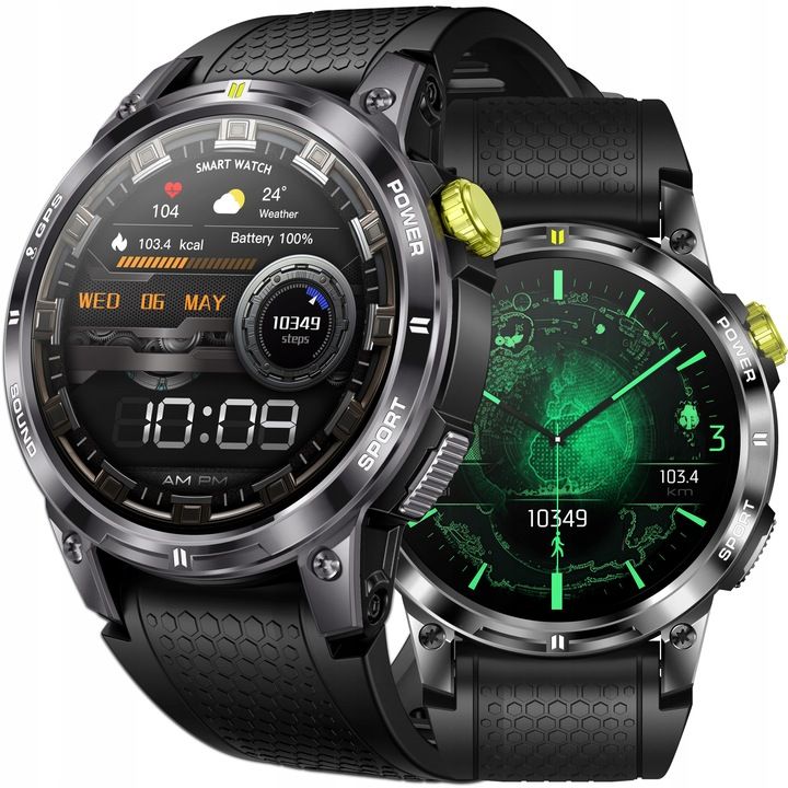 SMARTWATCH MĘSKI ZEGAREK GPS AMOLED 400mAh POLSKIE MENU Rozmowy Wodoodporny - ERLI.pl