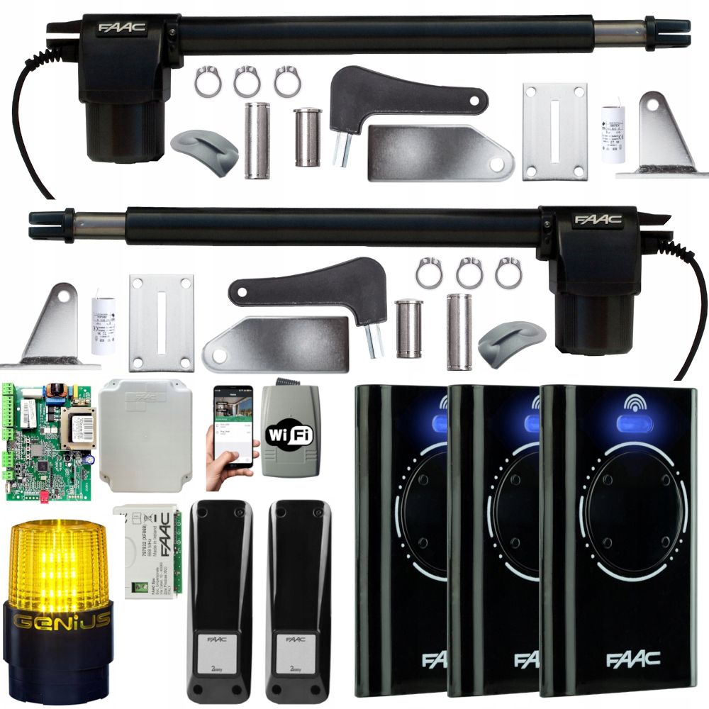 FAAC ALFA 414 - Napęd Zestaw do bramy skrzydłowej 8m 455D 3 piloty WiFi LED - ERLI.pl