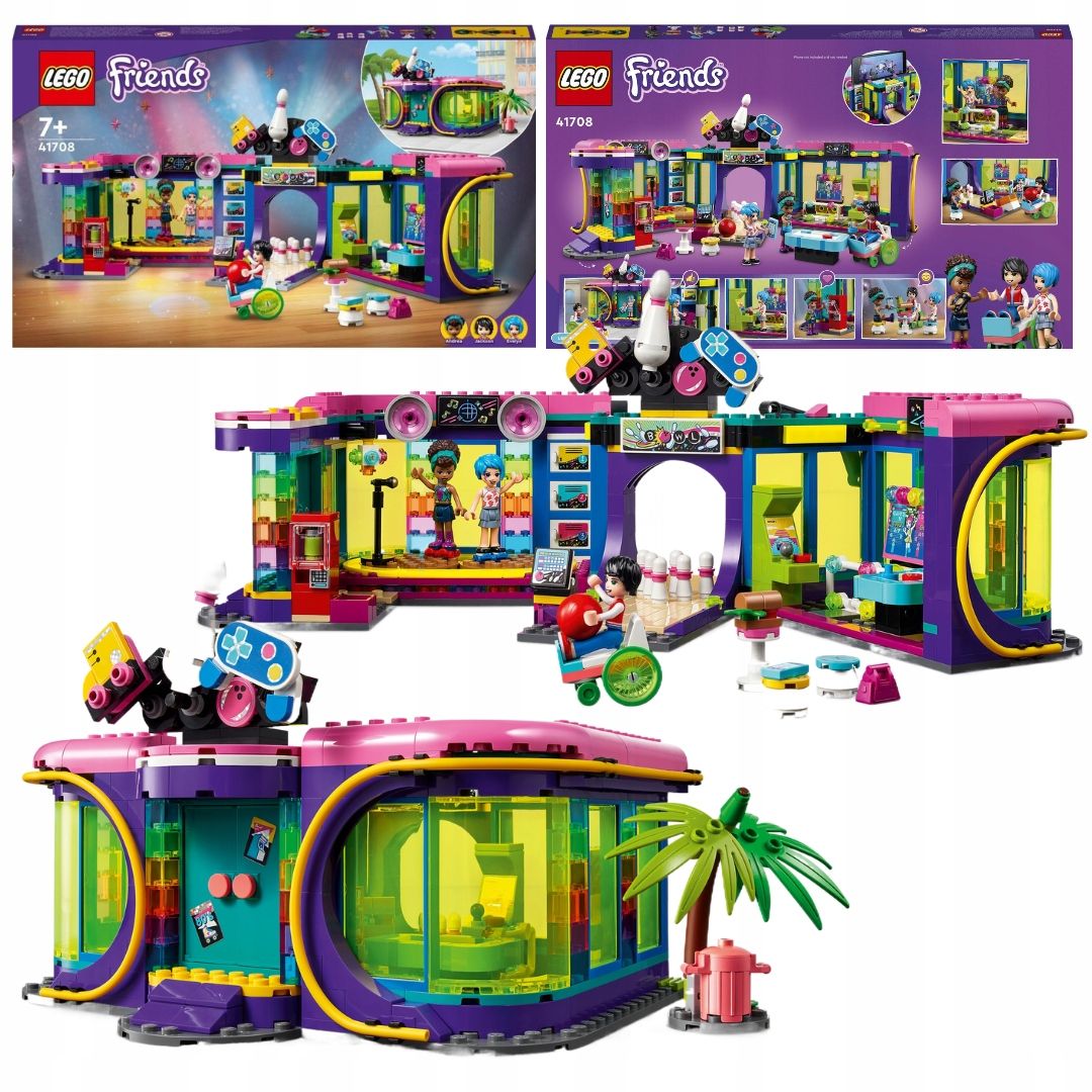 LEGO Friends 41708 Automat w dyskotece Kręgielnia Strefa Gier 3 Figurki ...