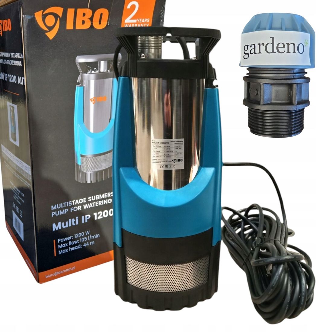 POMPA ZATAPIALNA IBO MULTI IP 1200 do deszczówki i ZŁĄCZKA 32-6/4``M - ERLI.pl
