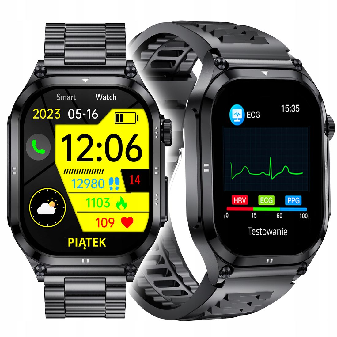 SMARTWATCH MĘSKI ZEGAREK EKG z FUNCKJĄ GLUKOZY ROZMOWY SMART WATCH MENU PL – 217264012 - ERLI.pl