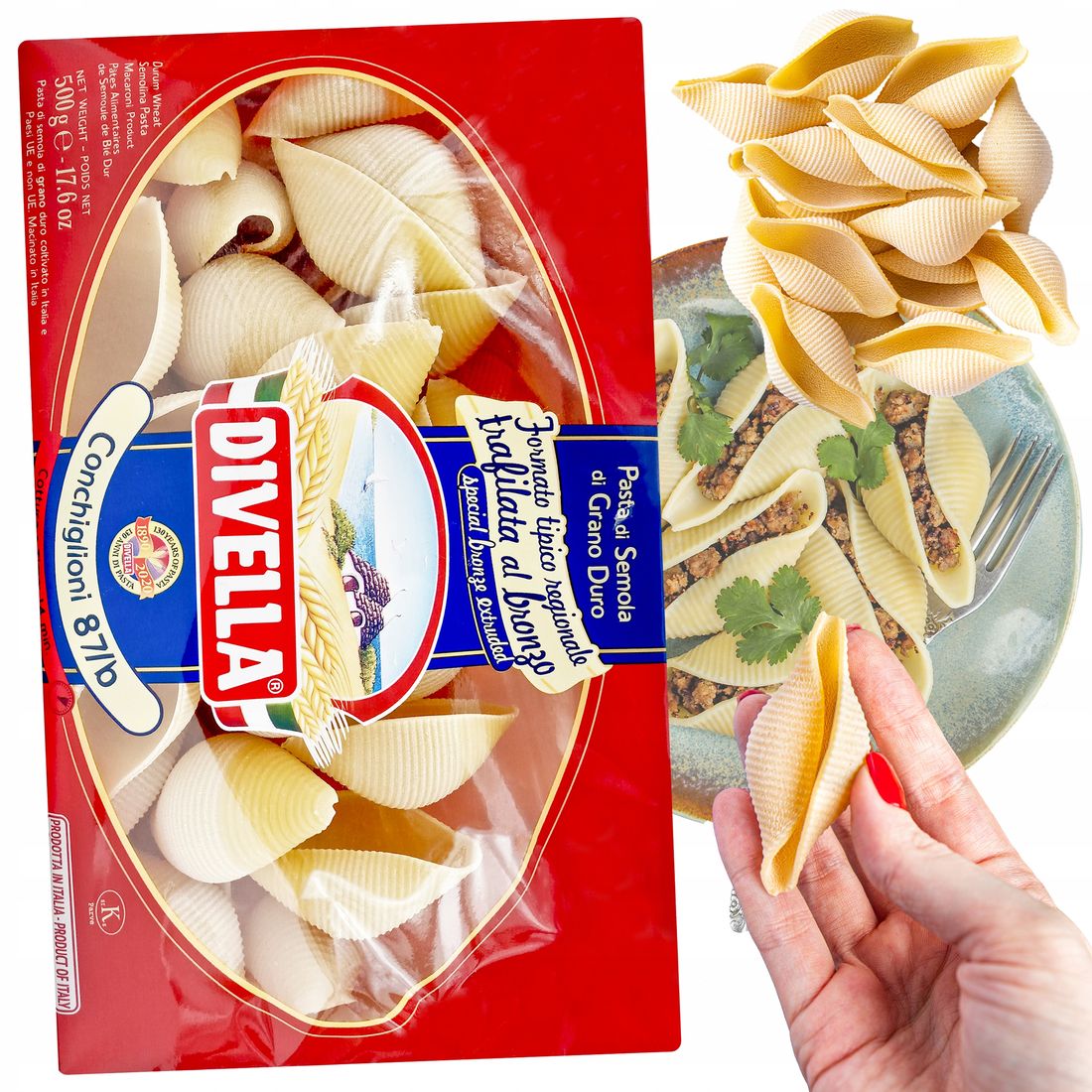 Makaron włoski - CONCHIGLIONI 500g Divella DUŻA MUSZLA – 217343621 ...
