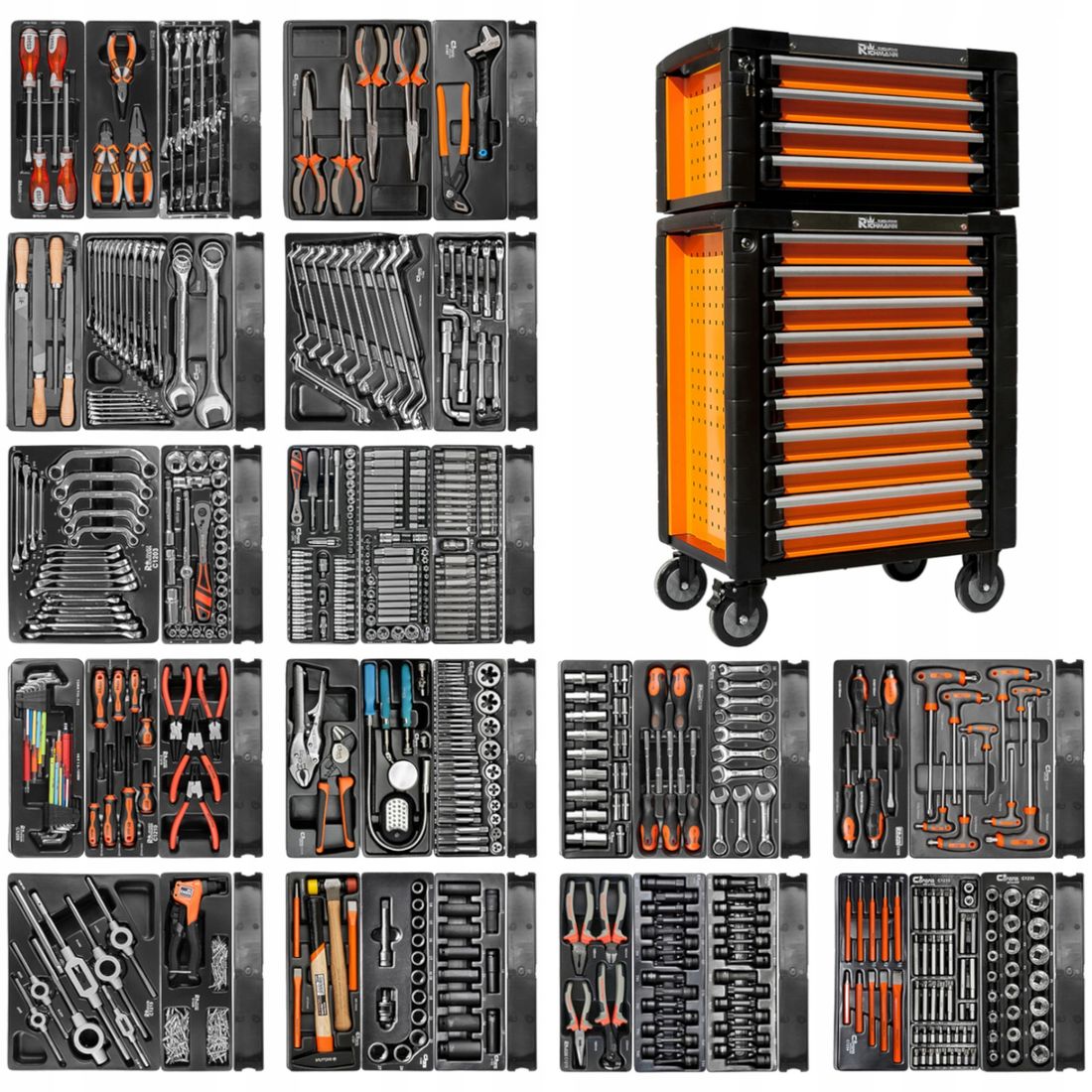 Wózek narzędziowy szafka wyposażenie 733 + nadstawka 14 szuflad ...