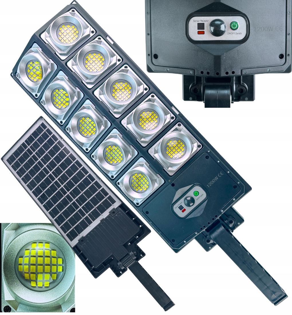 LAMPA SOLARNA LED LATARNIA ULICZNA OGRODOWA PILOT MOCNA 1200W IP66 6350LM – 217847271 - ERLI.pl