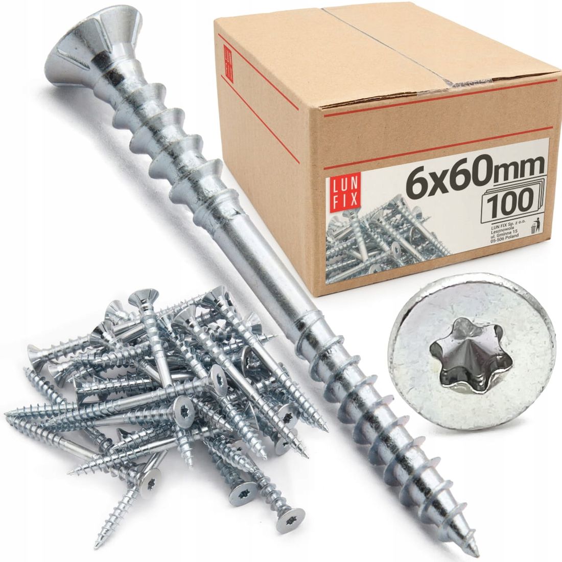Wkręty do poziomowania łat 6x60 mm dystansowe regulacyjne ocynk TORX 100szt – 212132913 - ERLI.pl
