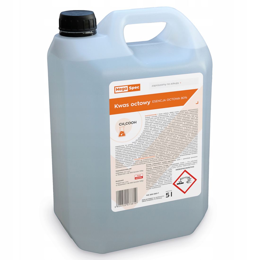 Kwas octowy Megaspec 80% 5L czysty esencja octowa do czyszczenia na ...
