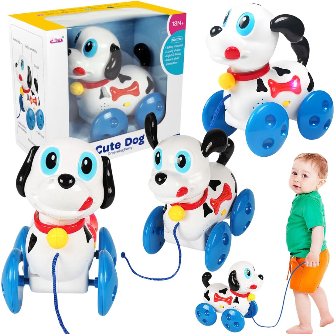 Interaktywny Piesek Na Kółkach Do Ciągnięcia Efekty Świetlne i ...