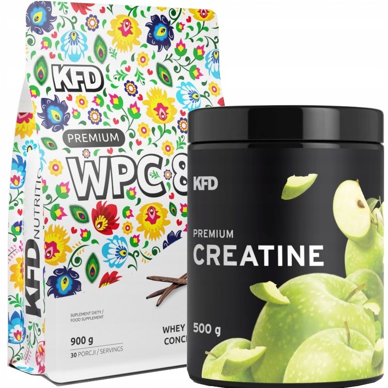 Zestaw Prezentowy KFD Białko WPC 82 900g Lody Waniliowe + Creatine KFD 500g – 218949213 - ERLI.pl