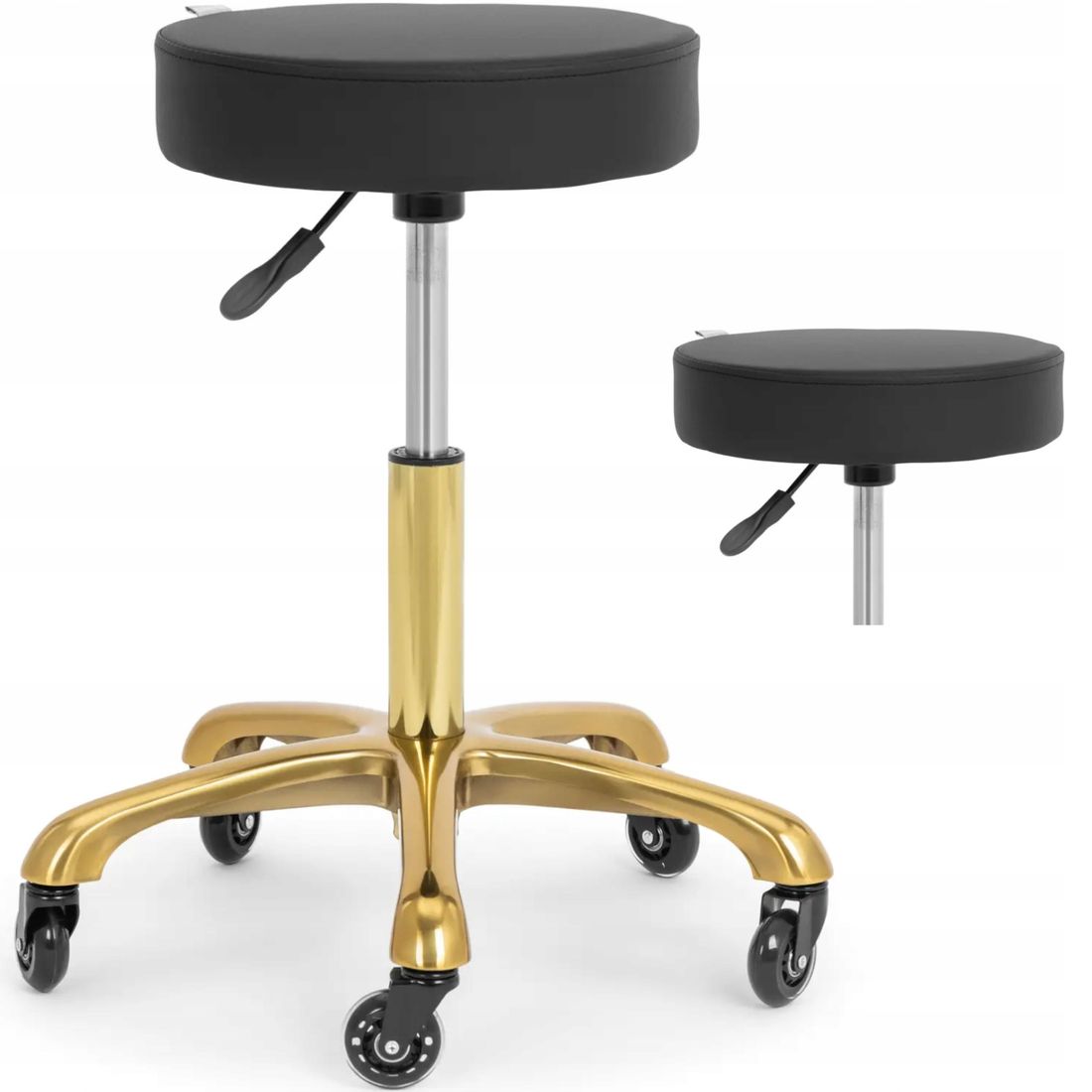 Taboret stołek kosmetyczny na kółkach do 150 kg WORCESTER - czarno ...