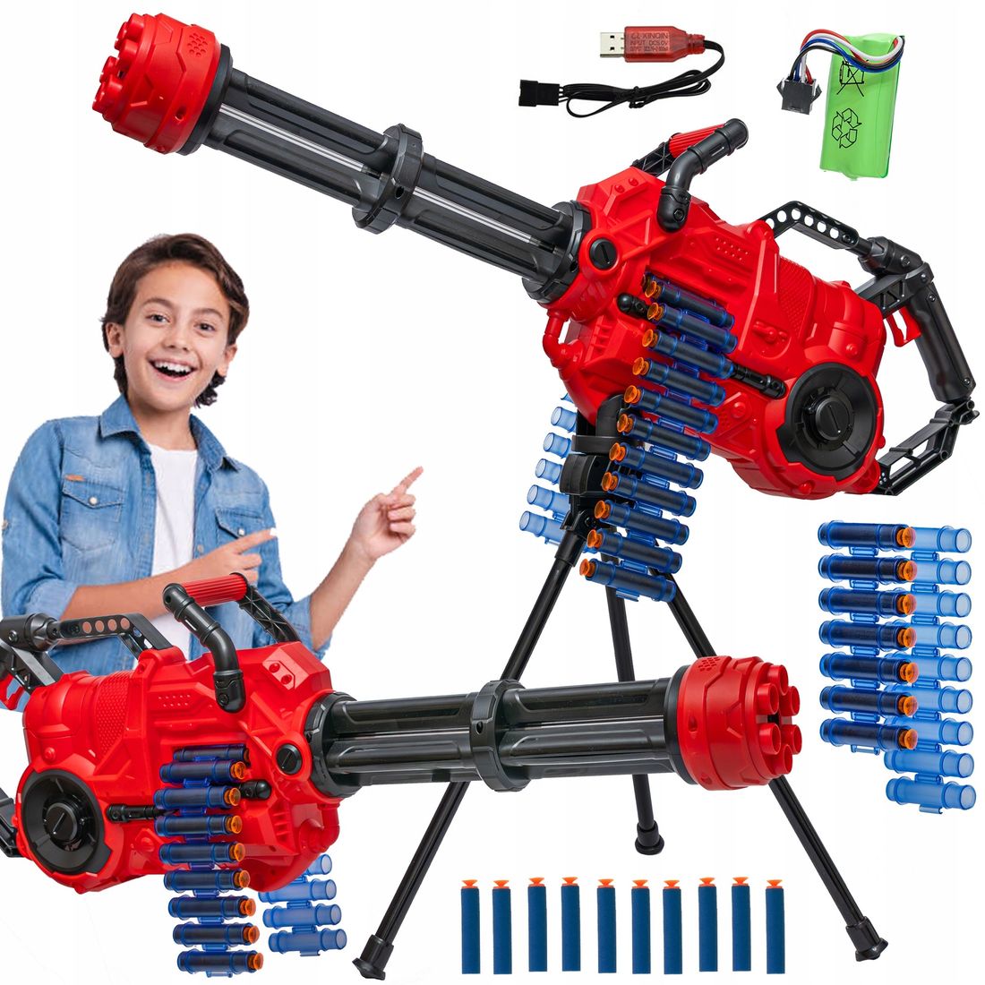 MINIGUN PISTOLET KARABIN AUTOMATYCZNY OBROTOWY NA STRZAŁKI TRÓJNÓG DUŻY ...