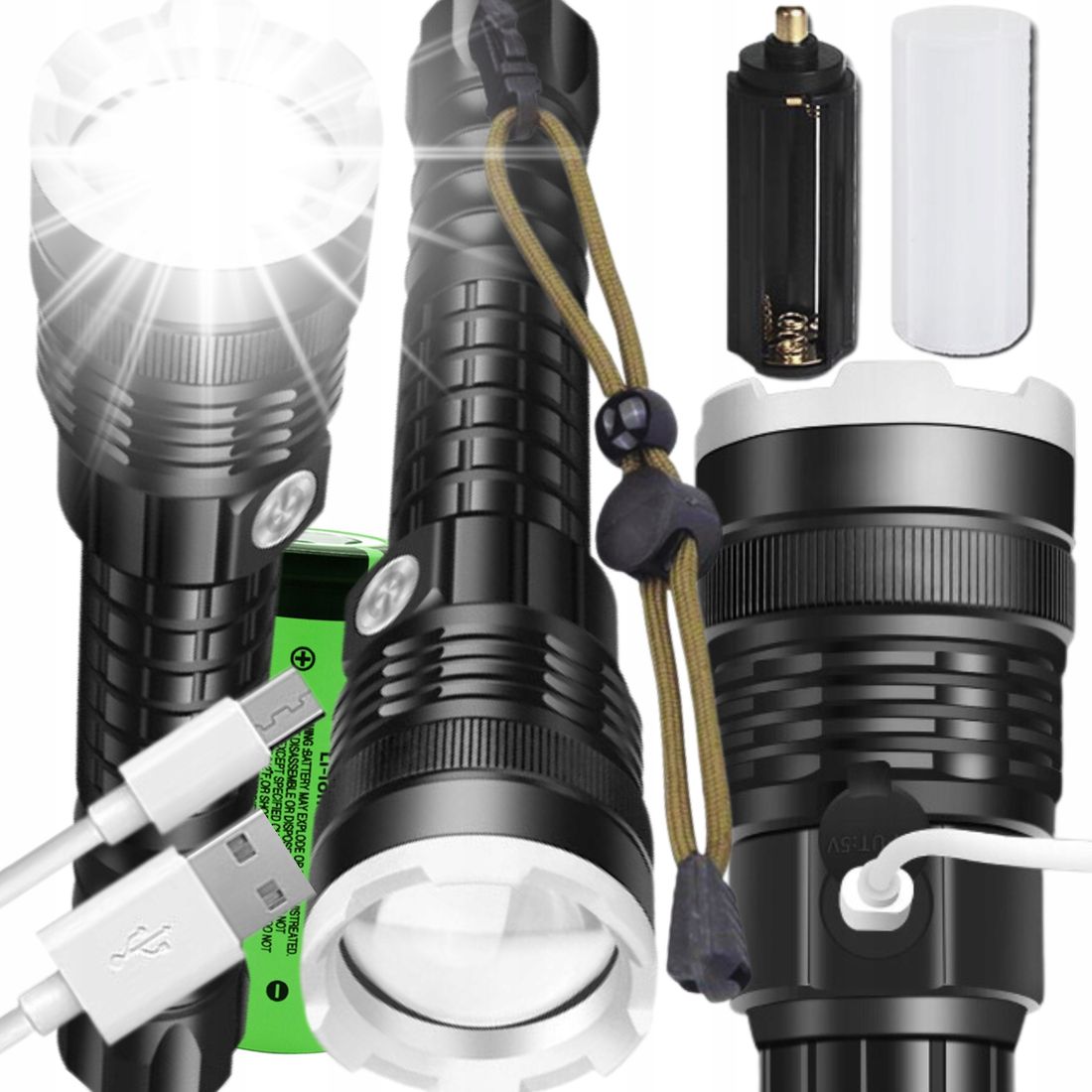 MOCNA LATARKA TAKTYCZNA LED XHP90 ZOOM WOJSKOWA CREE SZPERACZ ...