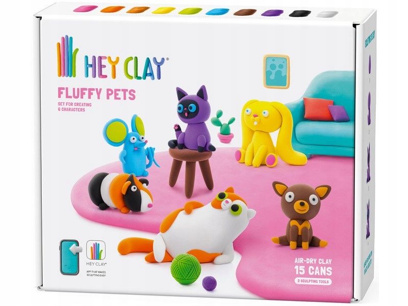 Hey Clay Fluffy Pets Puszyste zwierzęta Masa plastyczna 15 tub ...