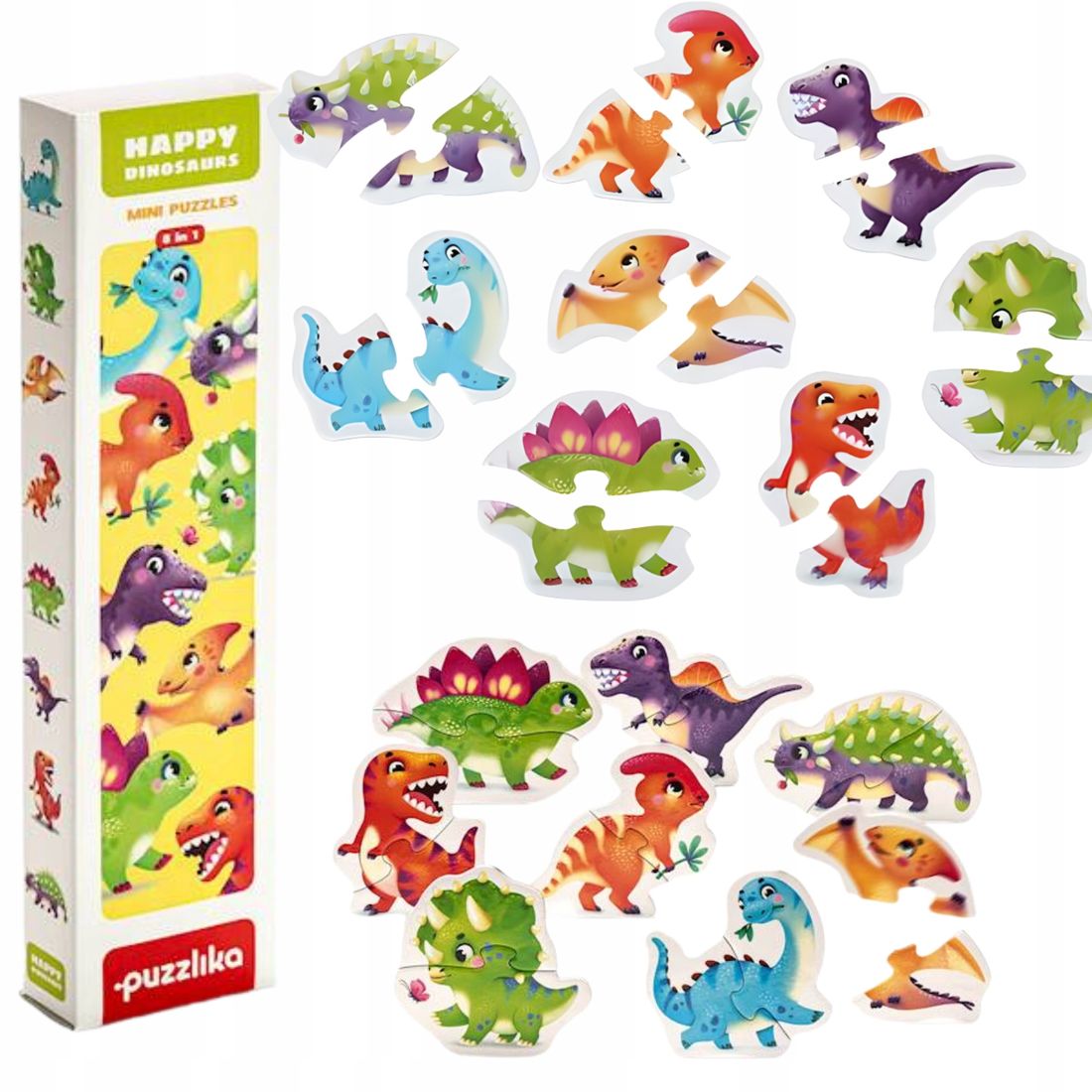 PUZZLE ZESTAW DO UKŁADANIA DINOZAURY ZWIERZĘTA KOLOROWE ELEMENTY ...