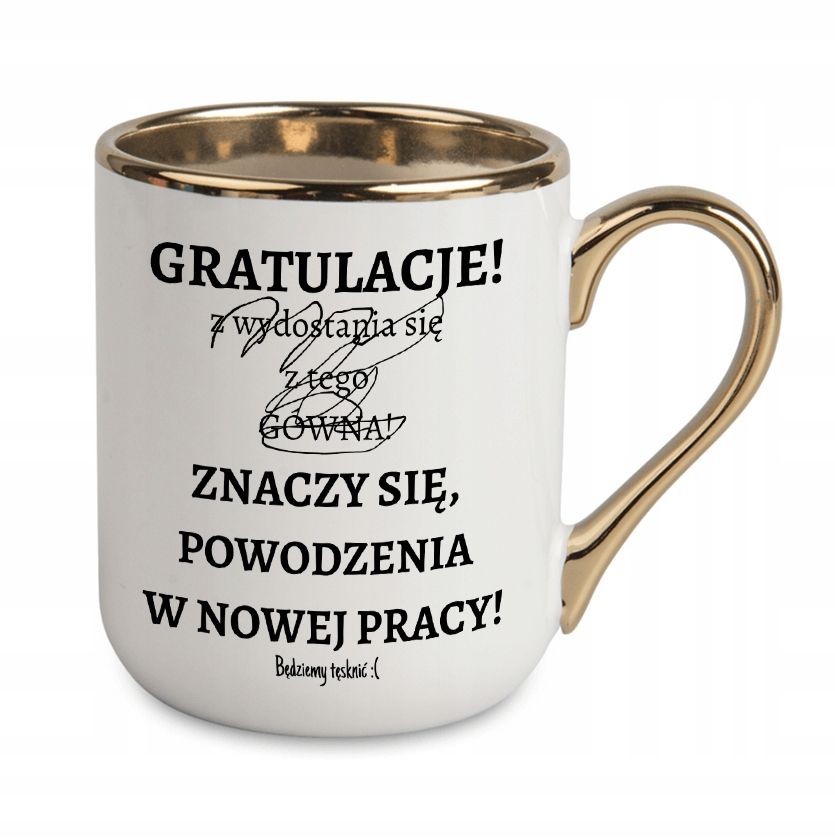 KUBEK ELEGANT BIAŁO ZŁOTY NA ODEJŚCIE KOLEGI/KOLEŻANKI Z PRACY DIZO WZORÓW – 219987749 - ERLI.pl