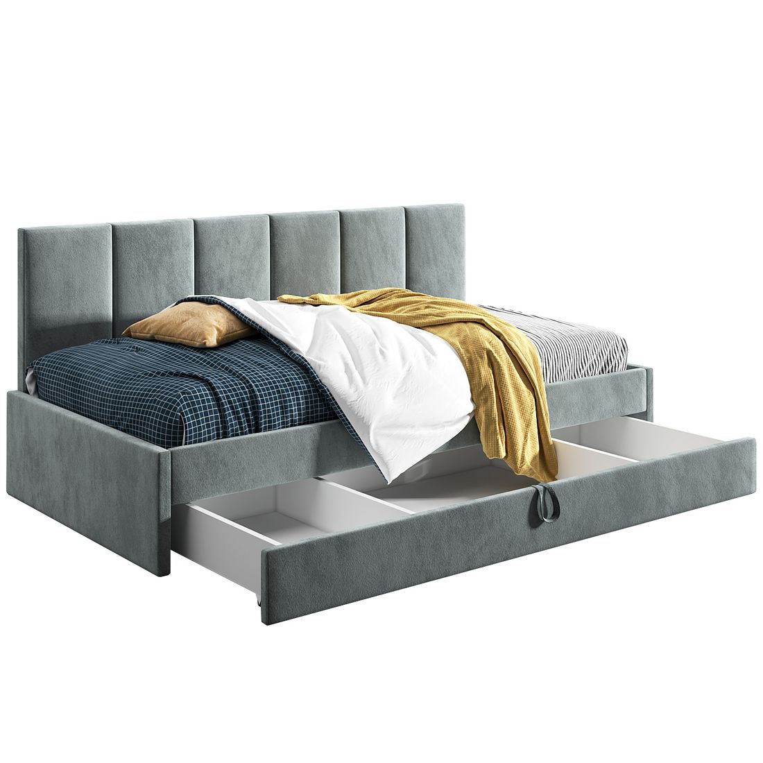 Łóżko młodzieżowe 120x200 Comfort Niko, Ciemny szary, Szuflada ...