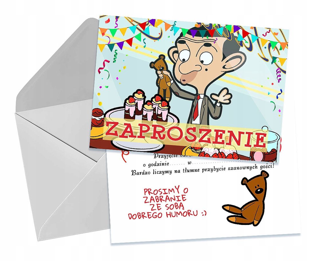 ZAPROSZENIA DLA DZIECI DZIECIĘCE URODZINOWE JAŚ FASOLA MR BEAN ...