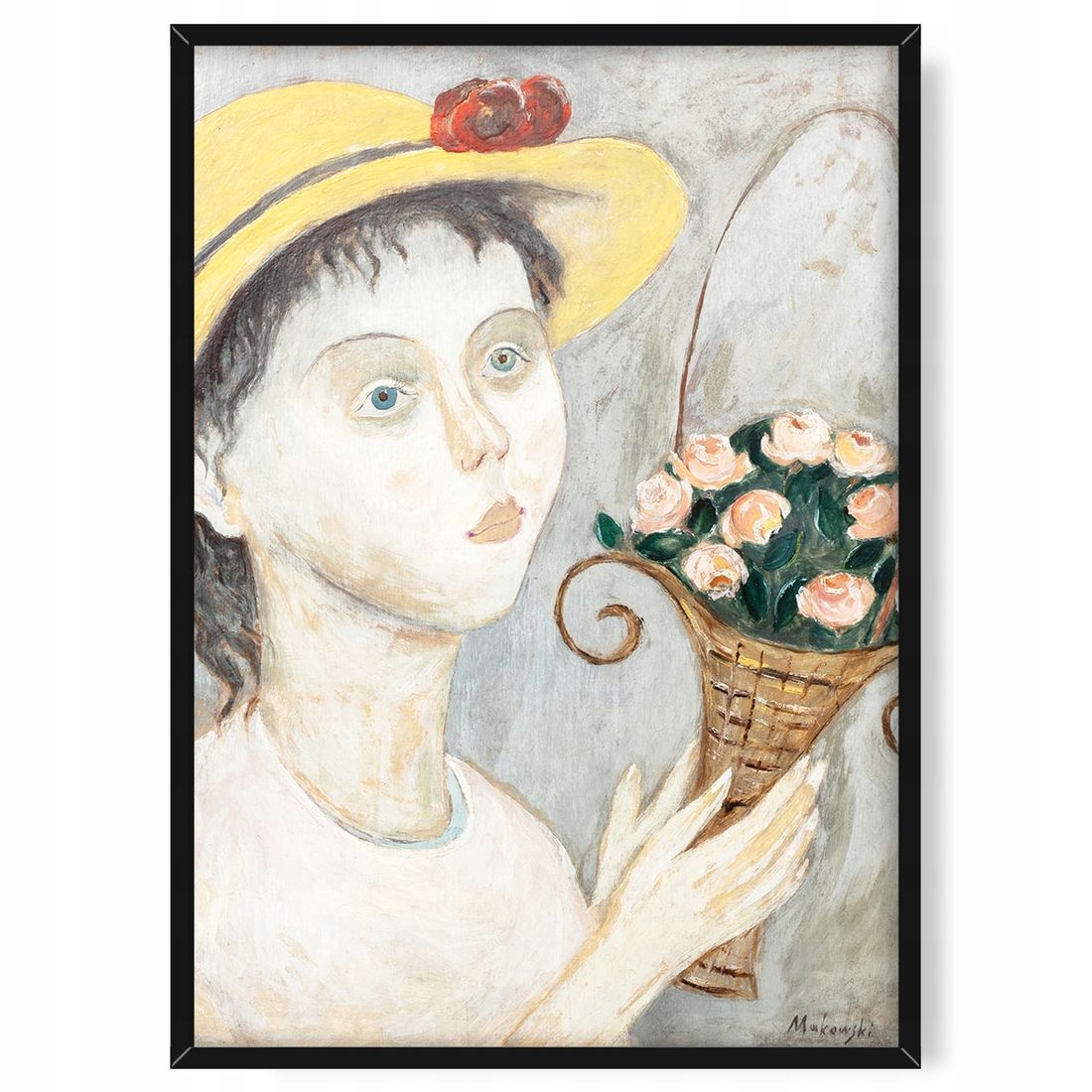Tadeusz Makowski Dziewczynka z koszem kwiatów 70x50 – 220283277 - ERLI.pl