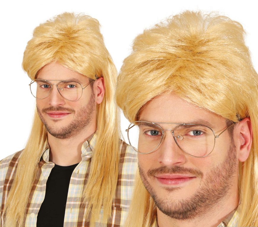 PERUKA MĘSKA LATA 80-TE 70-TE PRL BLOND DISCO GLAM ROCK WŁOSY STRÓJ ...