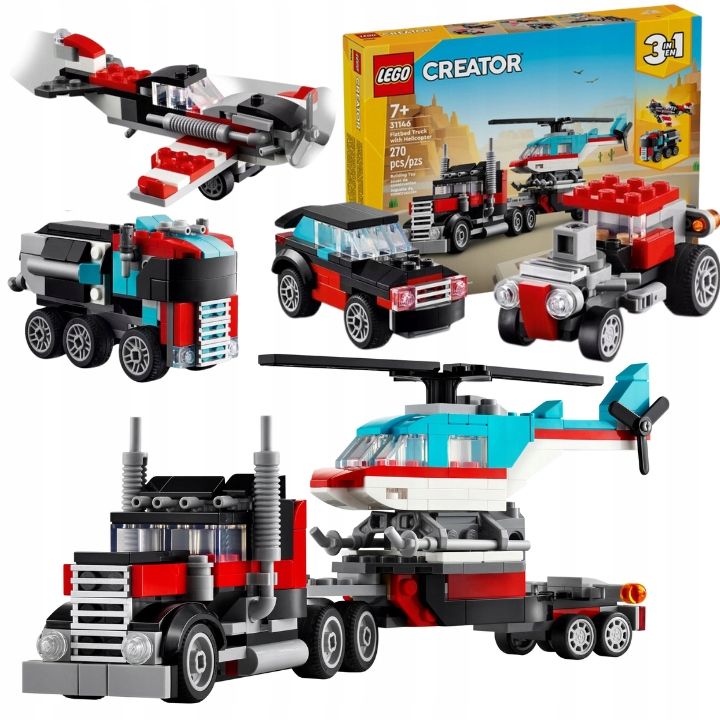 LEGO CREATOR 3W1 CIĘŻARÓWKA SAMOCHÓD WYŚCIGÓWKA AUTO SAMOLOT HELIKOPTER ...
