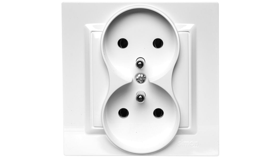 Simon 10 Gniazdo podwójne z/u MONOBLOCK 16A, 250V białe CGZ2/11 ...
