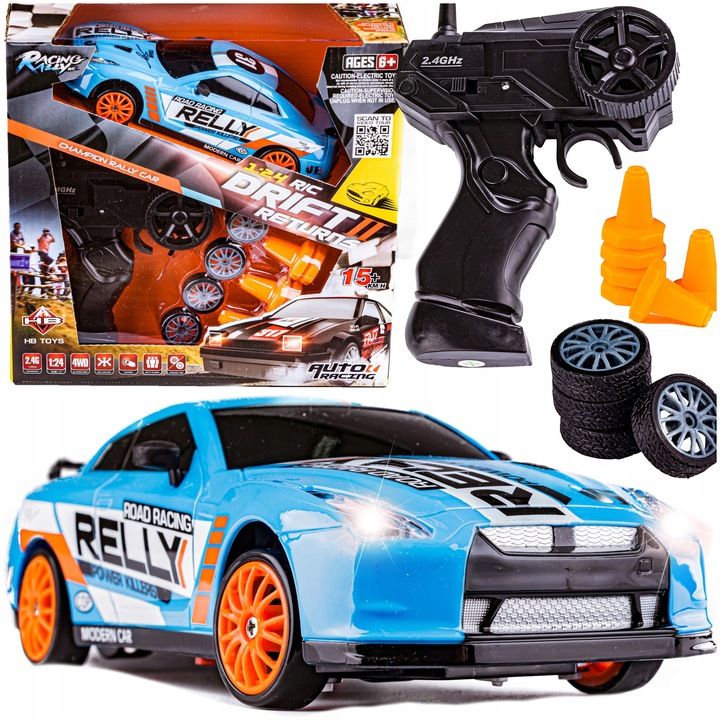 Samochód Zdalnie STEROWANY RC Auto na PILOTA do DRIFTU 4x4 Pachołki 2x ...