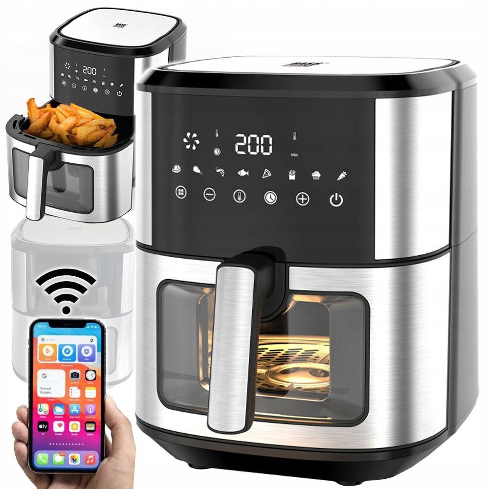 AIR FRYER FRYTKOWNICA BEZTŁUSZCZOWA FRYTOWNICA 6,5L 1700W Z OKIENKIEM WIFI – 222662640 - ERLI.pl