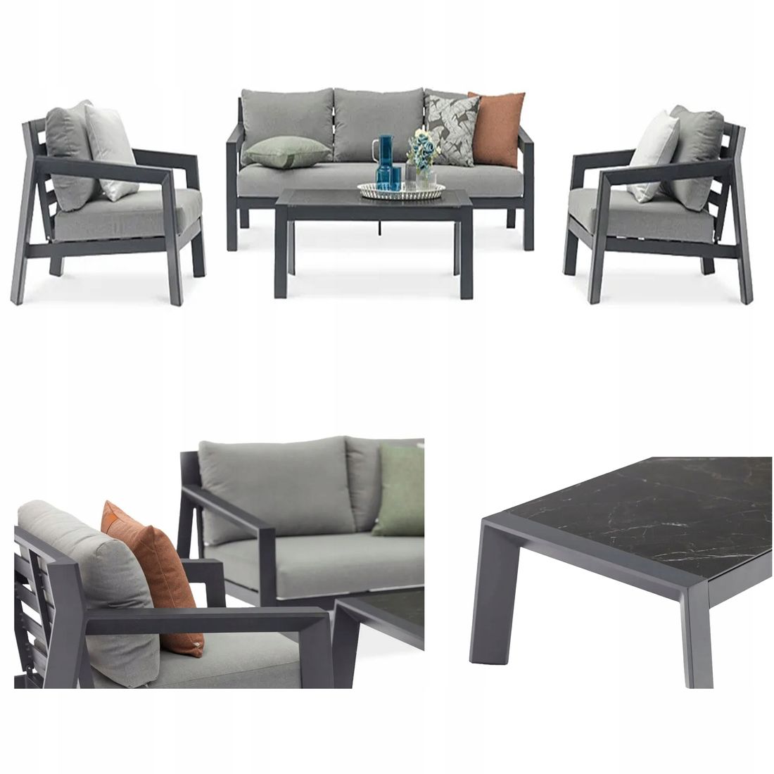 Zestaw MEBLI Ogrodowych Wypoczynkowych HENDERSON Sofa Stolik Fotel na ...