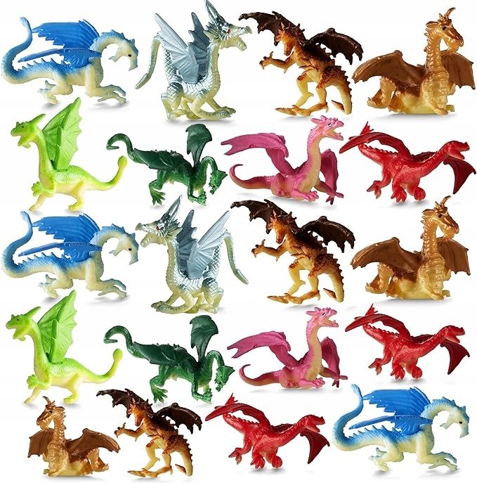 36X GUMOWE MINI FIGURKI SMOKI DINOZAURY ZABAWKA DLA DZIECI OZDOBA ...