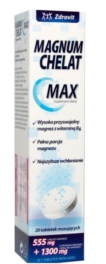 Zdrovit Magnum Chelat Max, 20 tabletek musujących – 223051100 - ERLI.pl