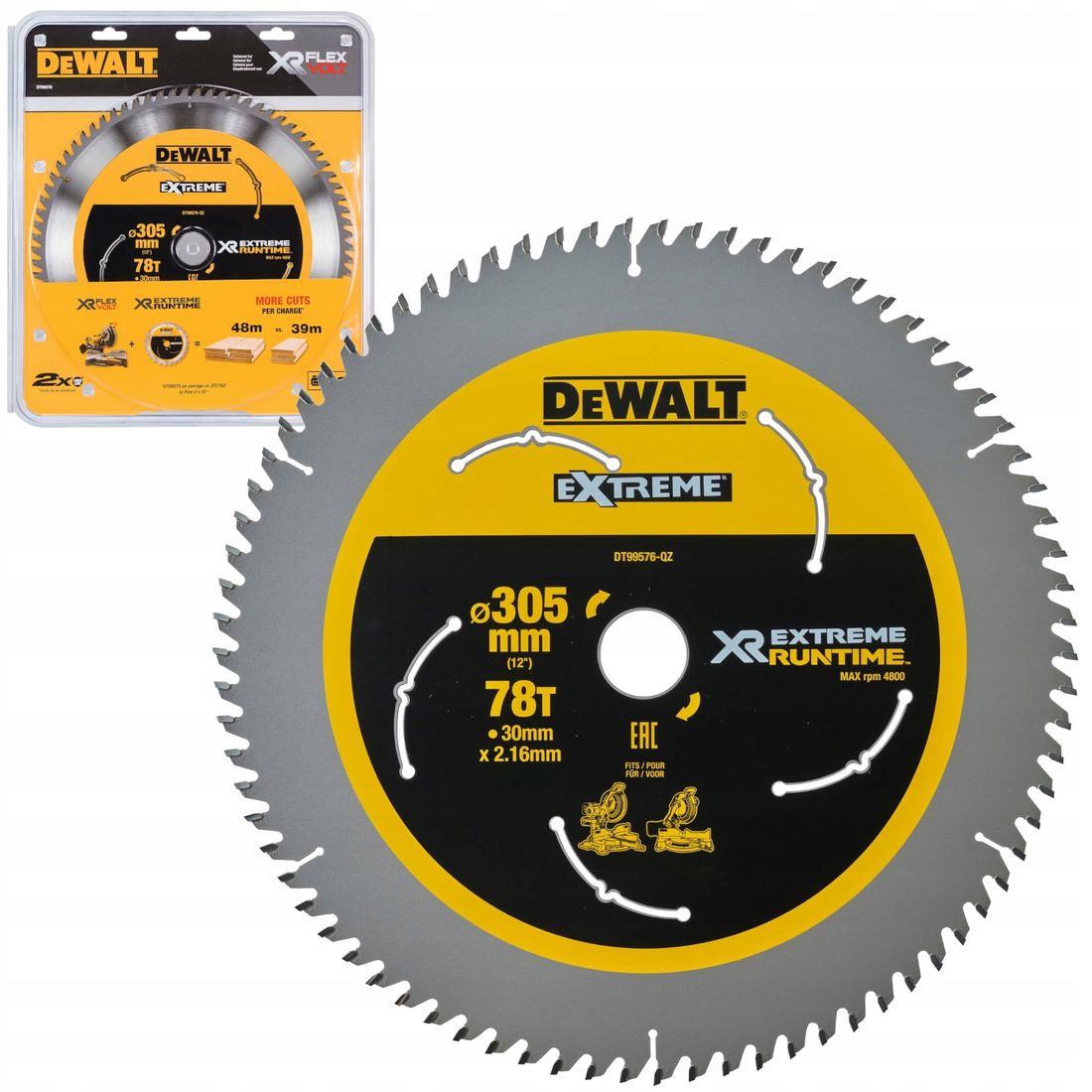 Tarcza DT99576 do ukośnicy do drewna 305x30mm 78z EXTREME RUNTIME DeWALT – 223190864 - ERLI.pl