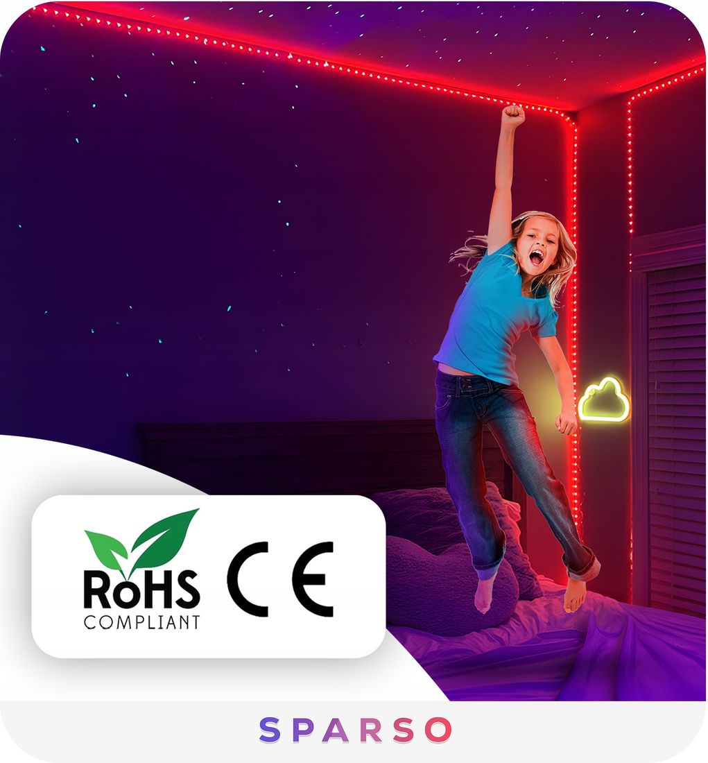 ZESTAW Ledy RGB 5m 5050 KOLOROWE Pilot APLIKACJA Bluetooth MUZYKA Sparso – 172623436 - ERLI.pl