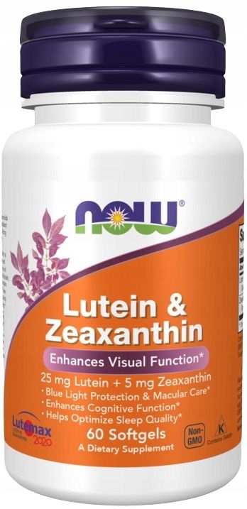 NOW FOODS LUTEINA 25mg ZEAKSANTYNA 5mg z nagietka wzrok 60 kaps ...